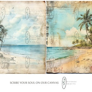 Digital Summer Beach Papers, Coastal Theme Handmade Digis, Ocean Junk ...
