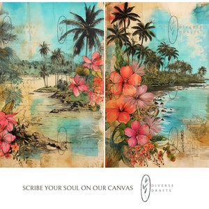 Digital Summer Beach Papers, Coastal Theme Handmade Digis, Ocean Junk ...