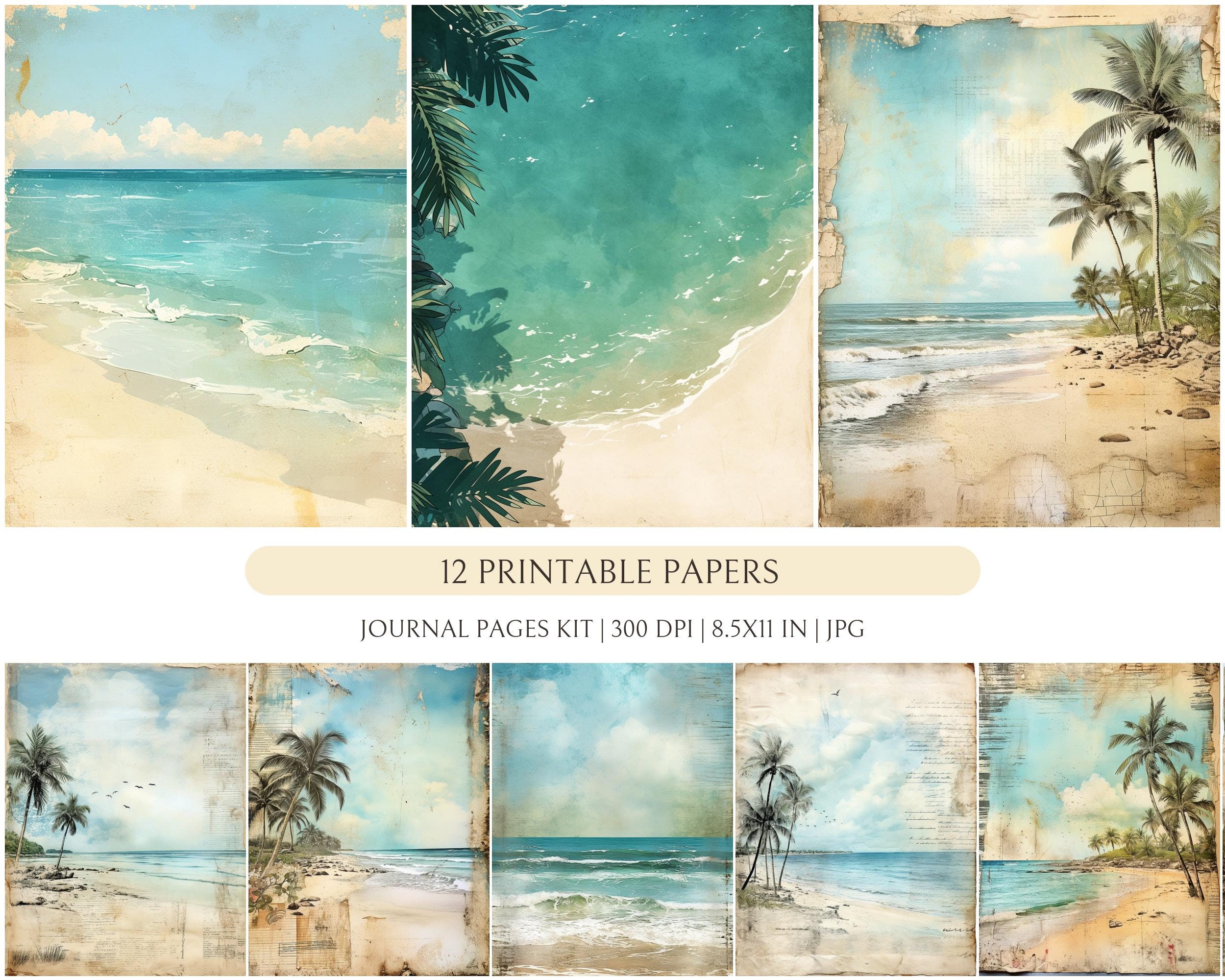 Digital Summer Beach Papers, Coastal Theme Handmade Digis, Ocean Junk ...