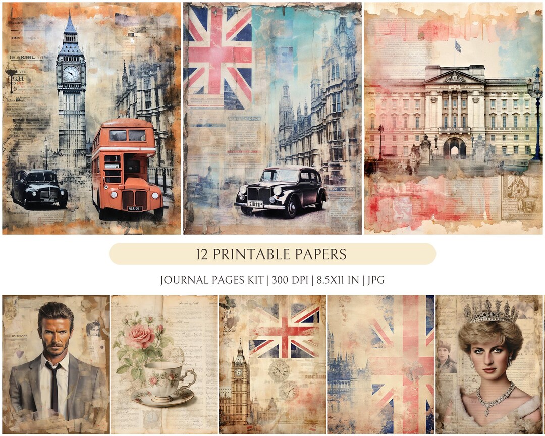 Vintage British Junk Journal Pages London Landmarks and Icons Printable ...
