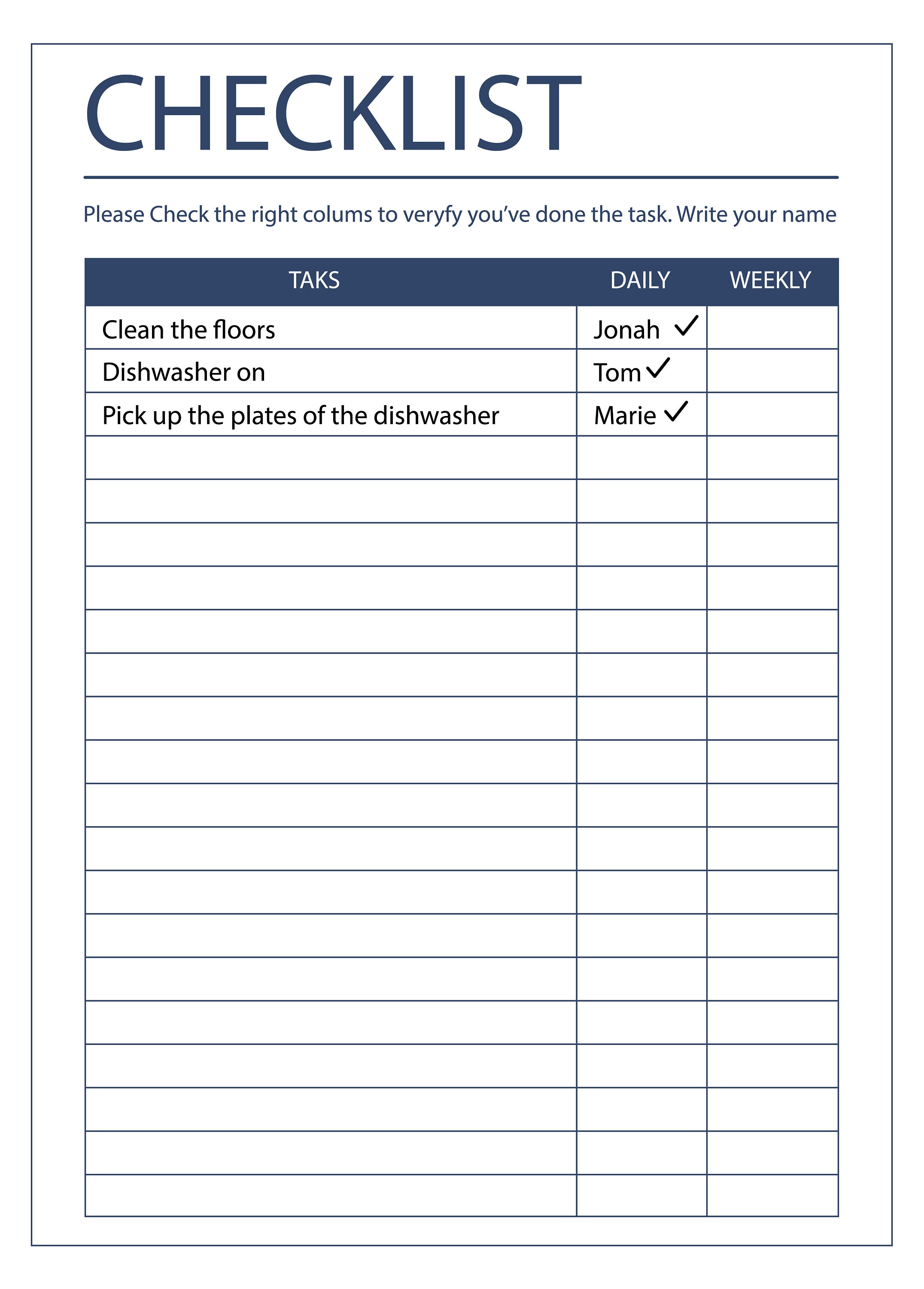 Editable Blank Checklist Printable, Fillable Checklist for Daily ...