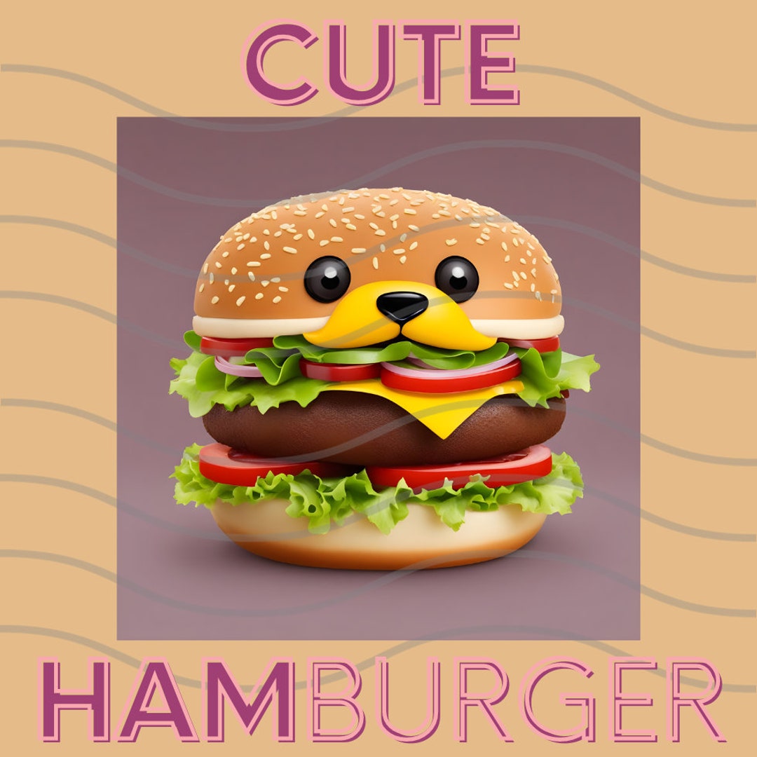 Cute Ham-burger Dog AI Art 3D - Etsy