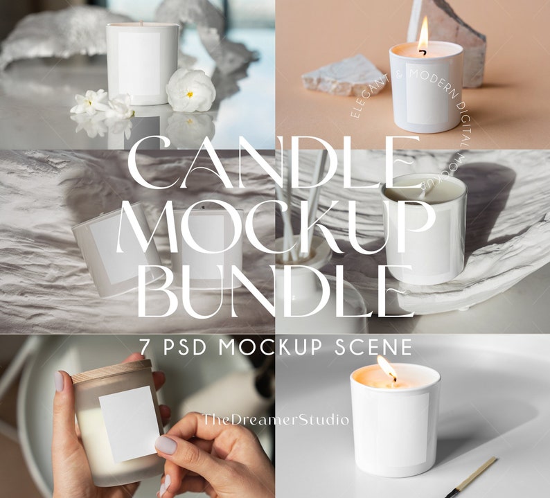Candle Mockup Bundle, Jar Candle Mockup, Minimalist Candle Mockup ...