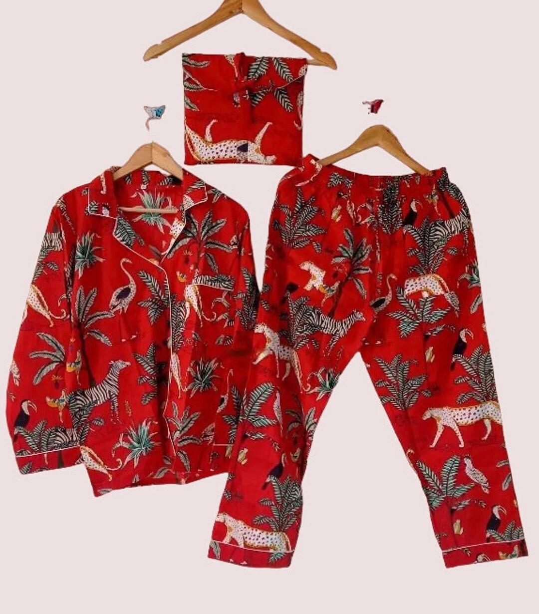 Tiger Jungle Print Pj Set With Bag Night Suit Sleepwear - Etsy