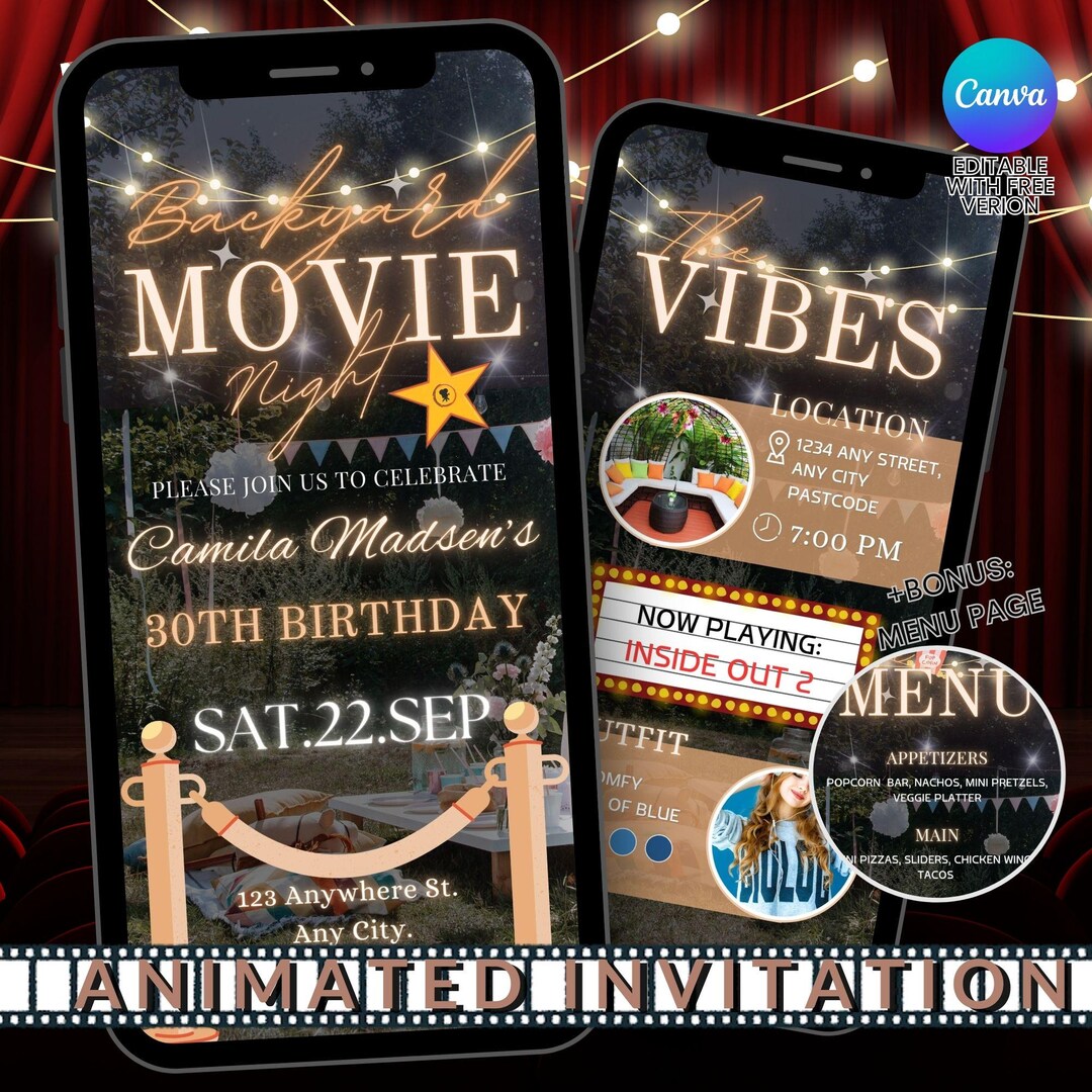 Backyard Movie Night Animated Invitation Chillout Video Invitation ...