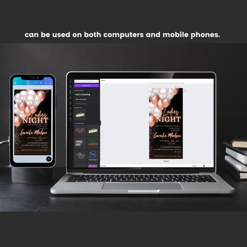 Rose Gold Ladies Night Animated Digital Invitation Template Editable ...