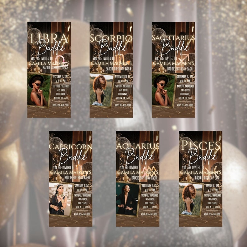 Aries Baddie Zodiac Digital Birthday Celebrate Invitation Template ...