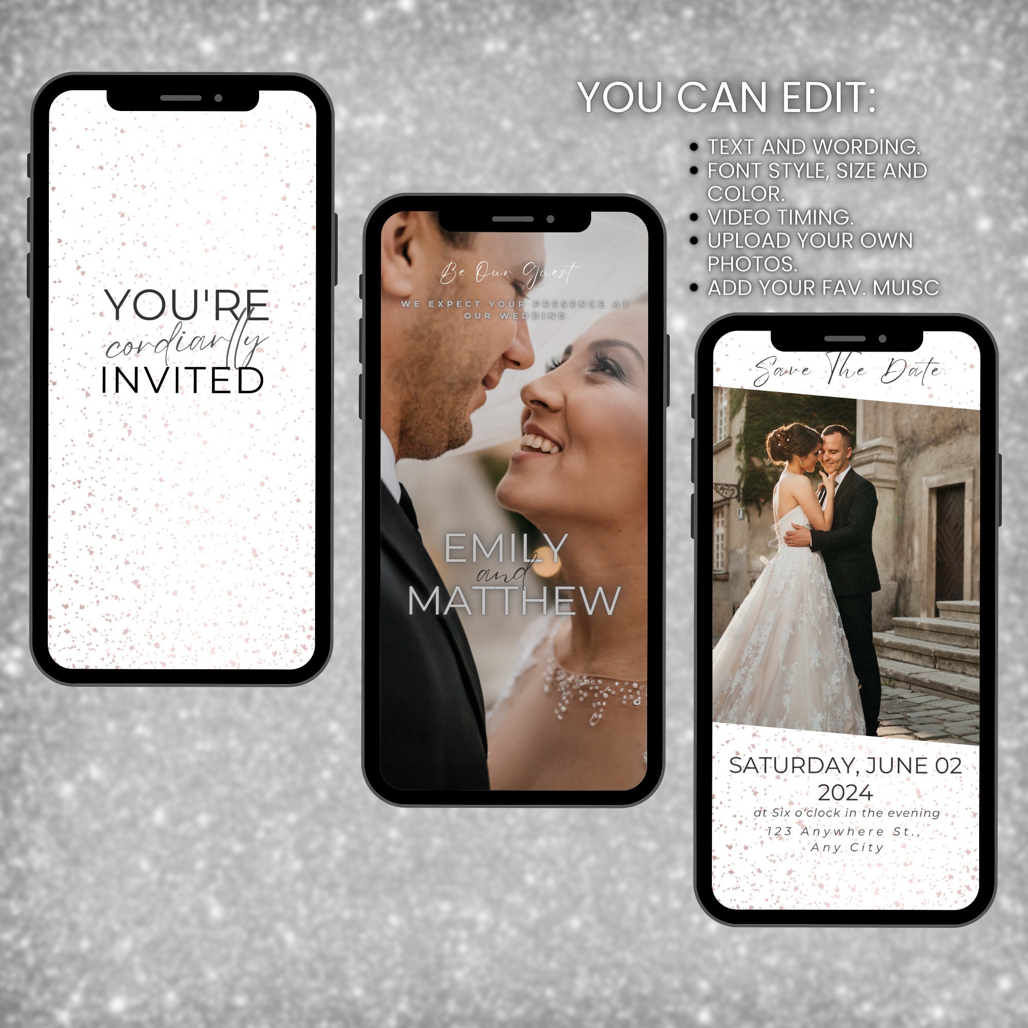 Wedding Video Invitation Canva Template, Animated Wedding Invite ...