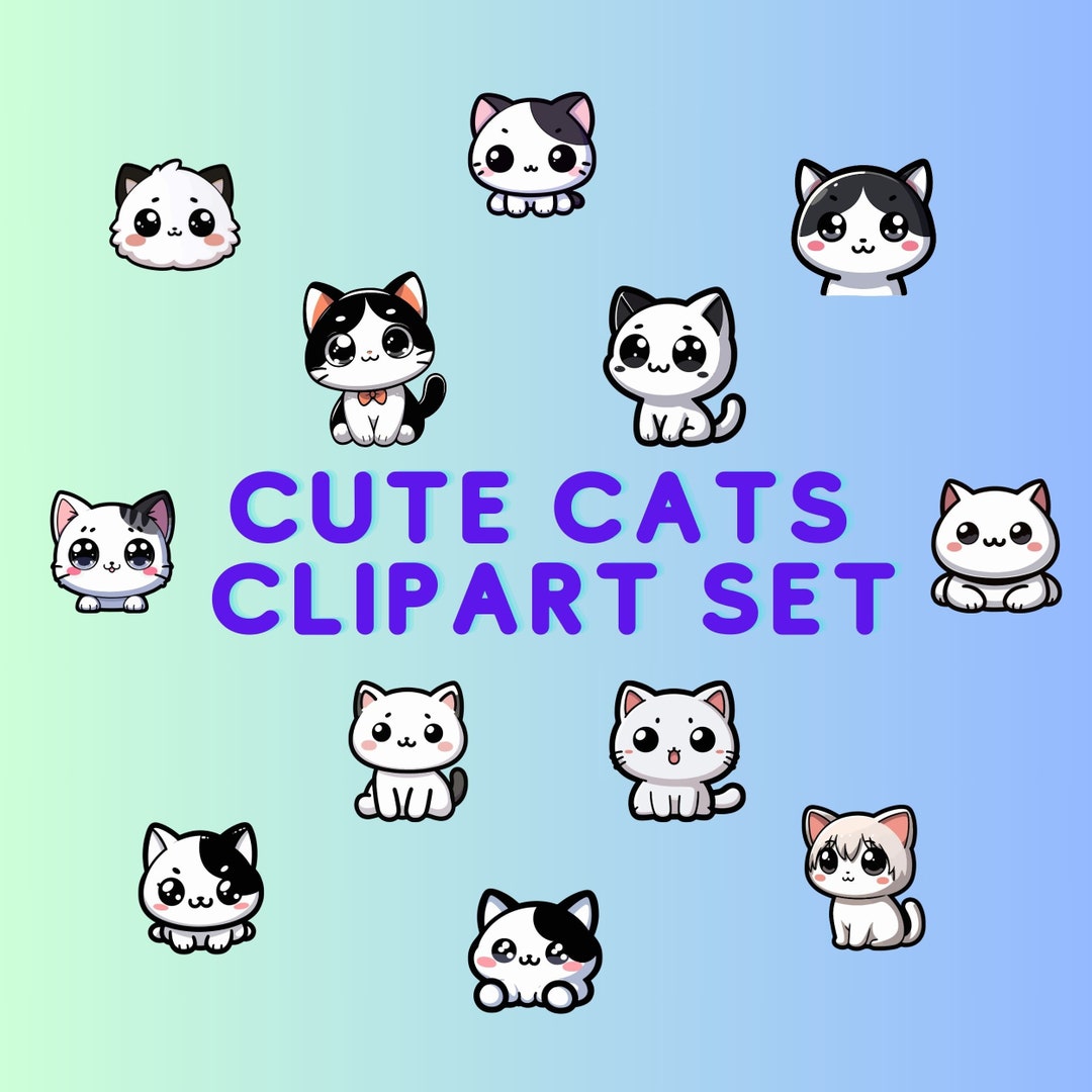 12 Cute Cats Clipart Bundle PNG SVG DXF Files for Cricut, Cameo ...