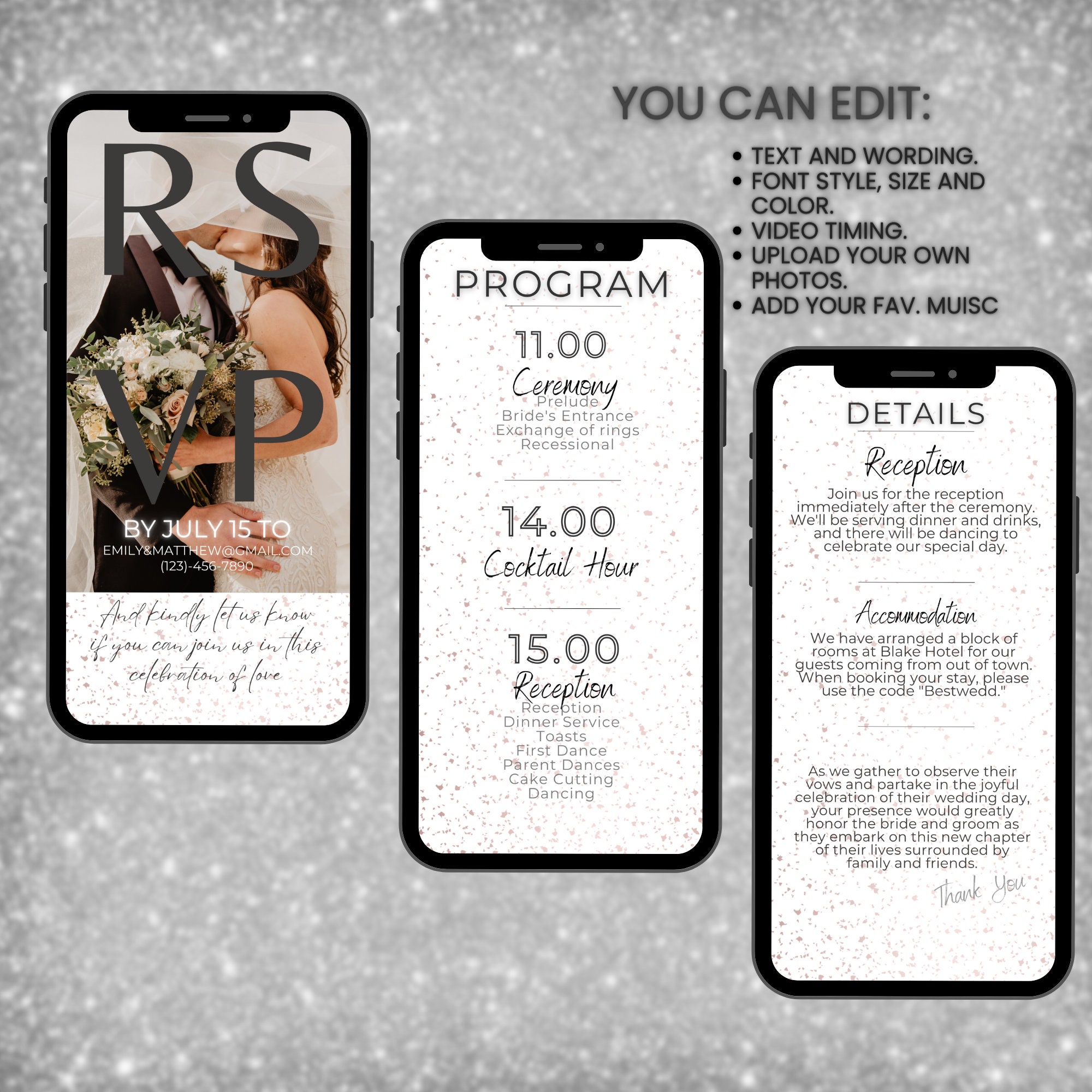 Wedding Video Invitation Canva Template, Animated Wedding Invite ...