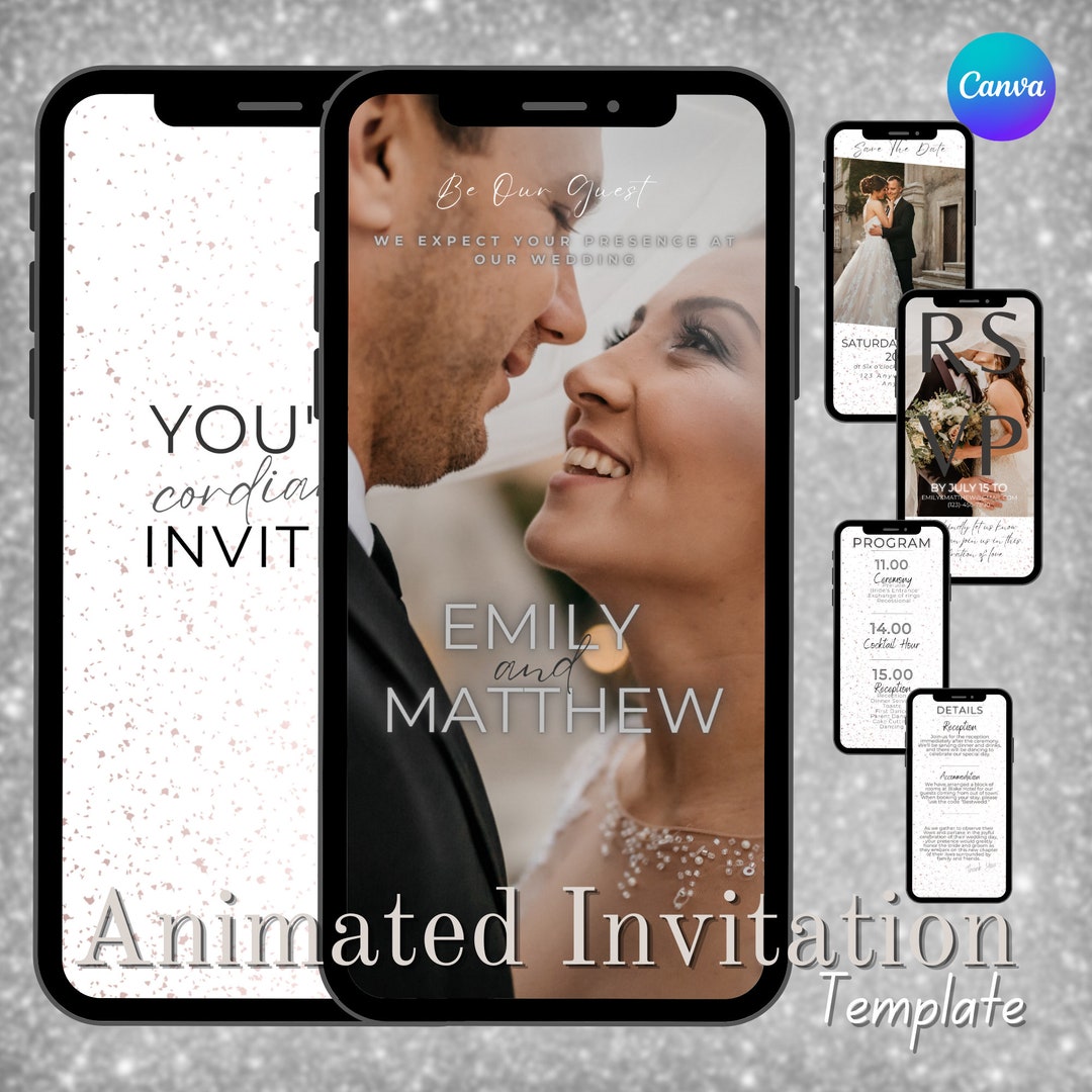 Wedding Video Invitation Canva Template, Animated Wedding Invite ...