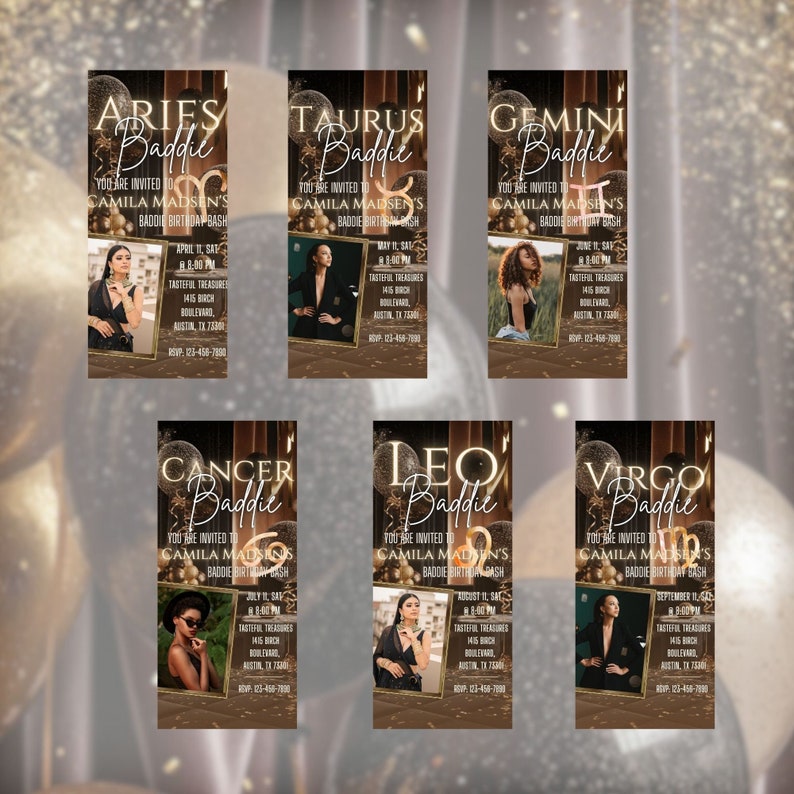 Cancer Baddie Zodiac Digital Birthday Celebrate Invitation Template ...