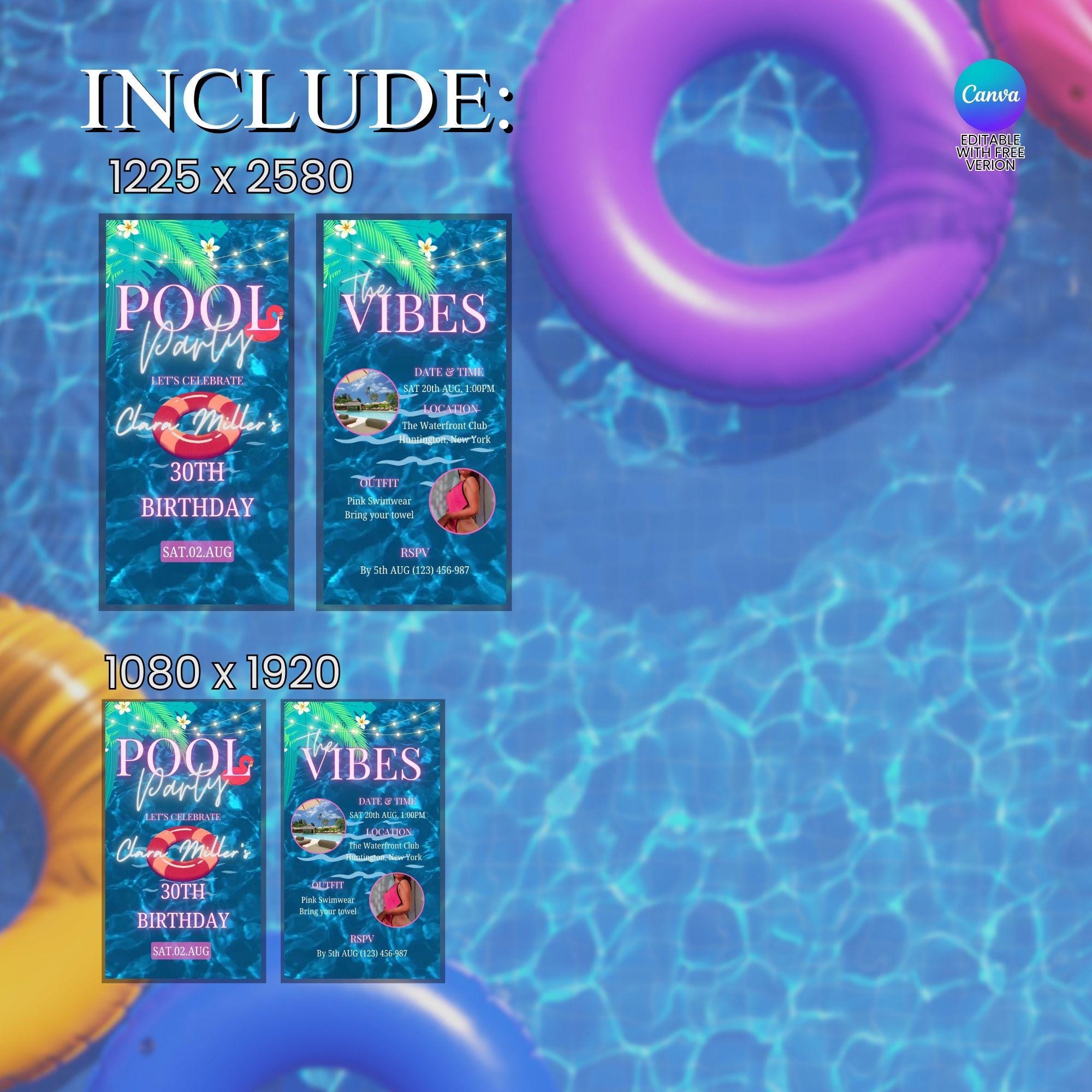 Pool Party Animated Birthday Celebrate Digital Invitation Template ...
