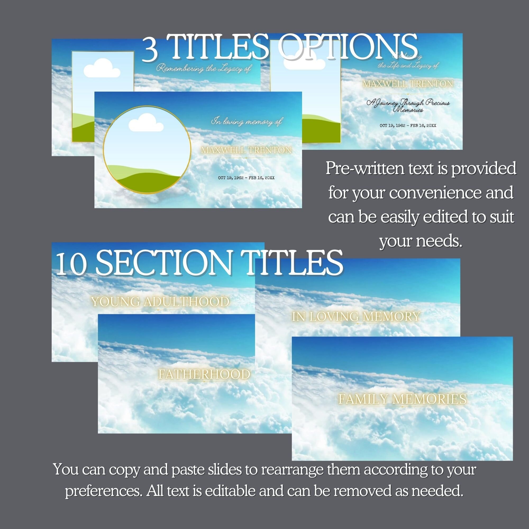 Cloud and Sky Funeral Slideshow Template for Memorial Service ...