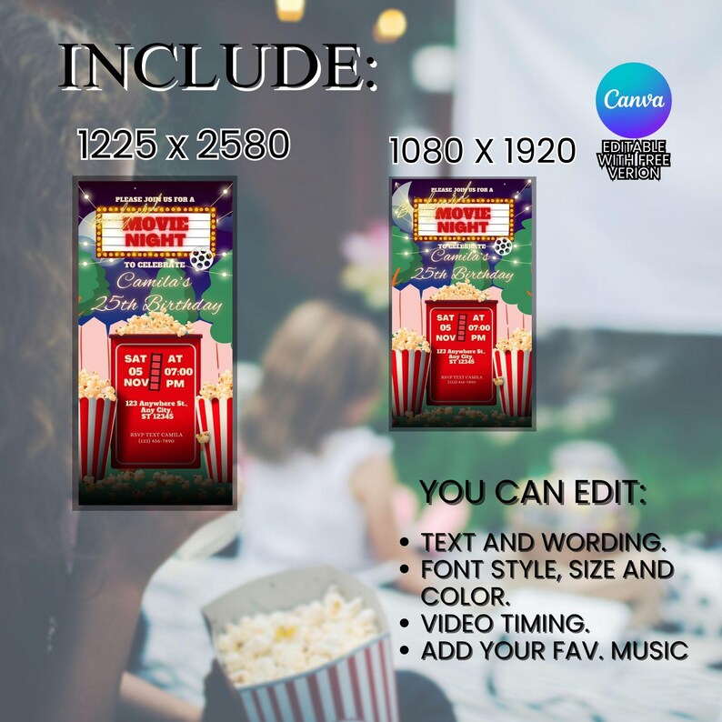 Popcorn Backyard Movie Night Animated Invitation Chillout Video ...