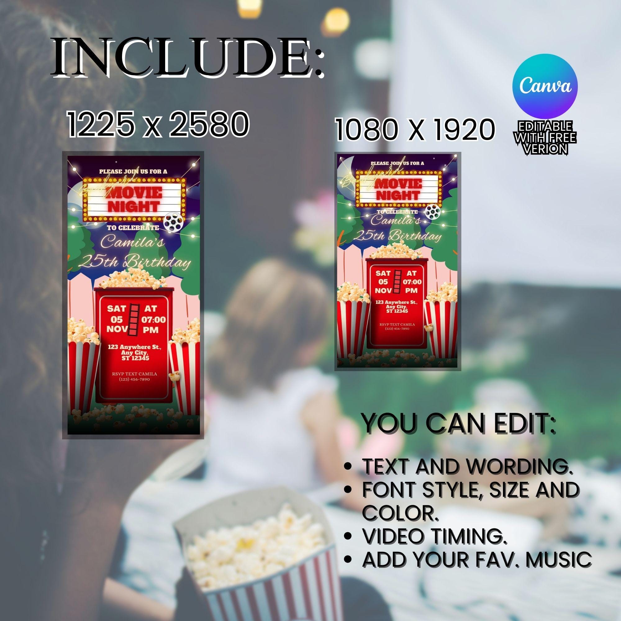 Popcorn Backyard Movie Night Animated Invitation Chillout Video ...