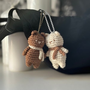Cute Bear Keychain, Crochet Teddy Bear, Amigurumi Bear, Amigurumi ...