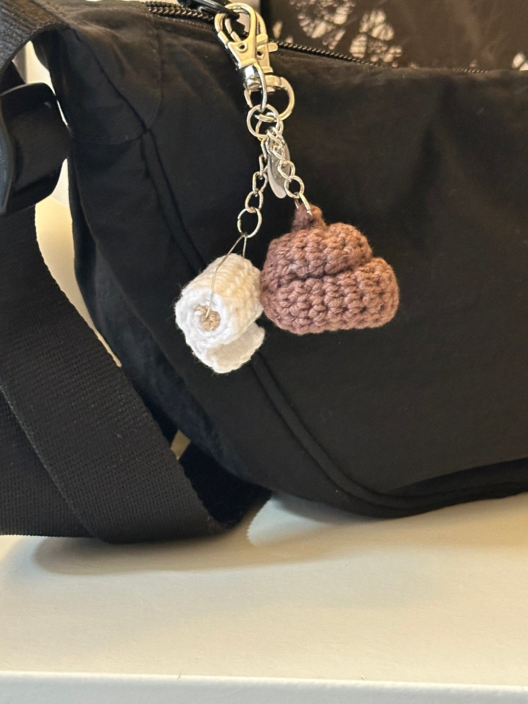 Crochet Poopy and Toilet Paper Roll Keychains, Amigurumi Cute Poop ...
