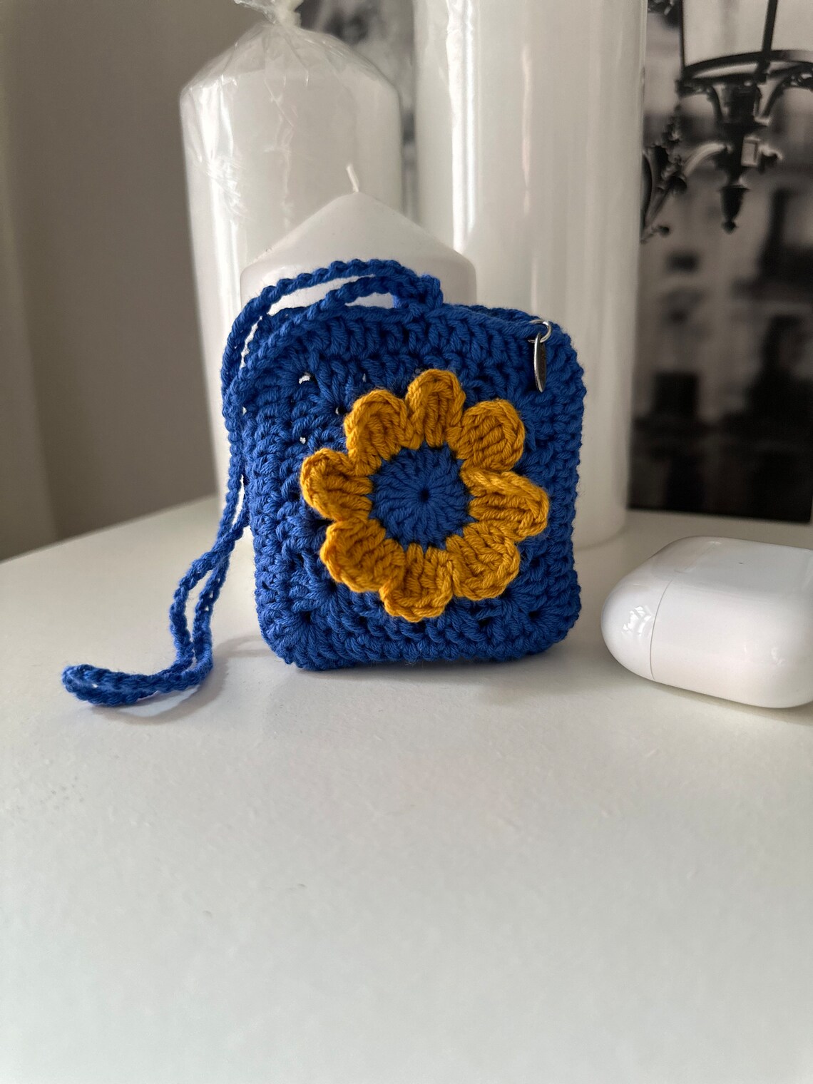 Crochet Granny Square AirPod Case, Small Pouch, Crochet Earbuds Case ...
