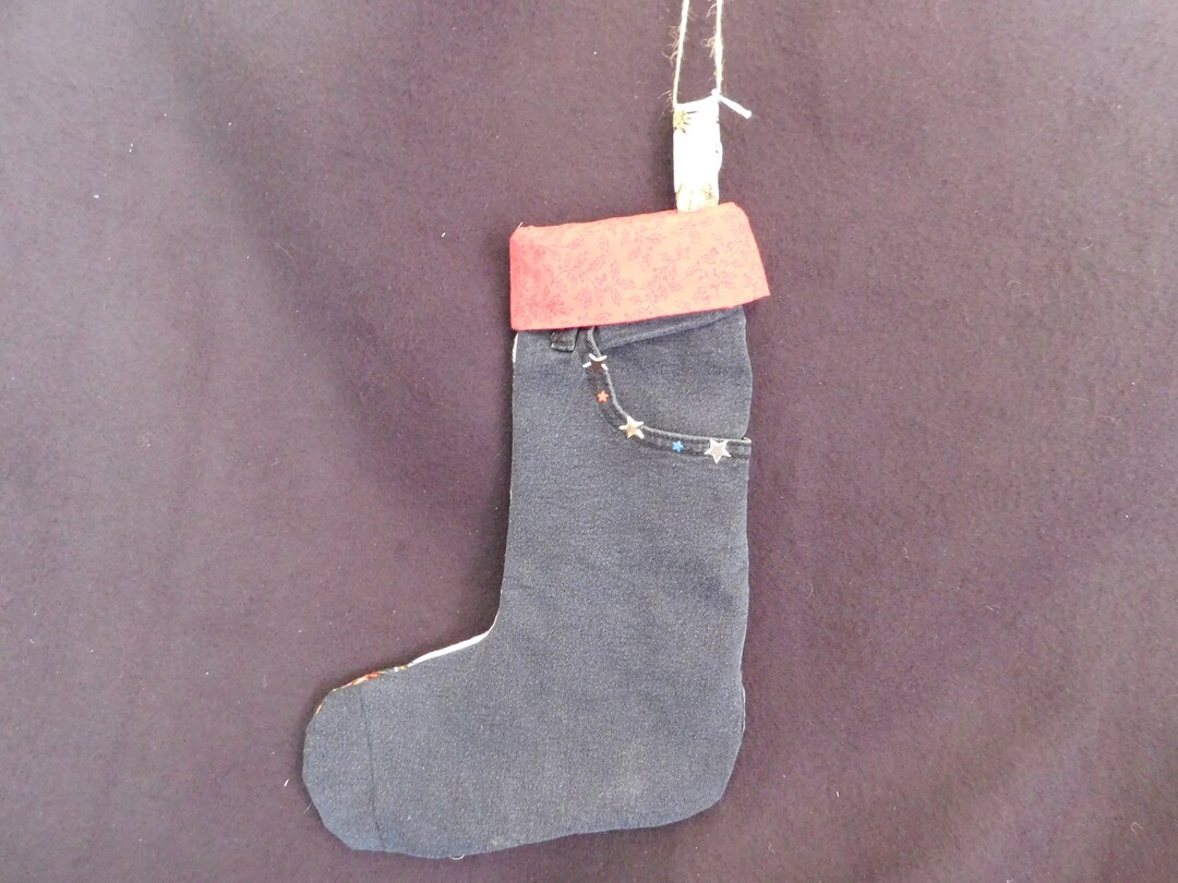 Handmade Custom Stocking Made of Denim and Plaid With Loop Hook - Etsy