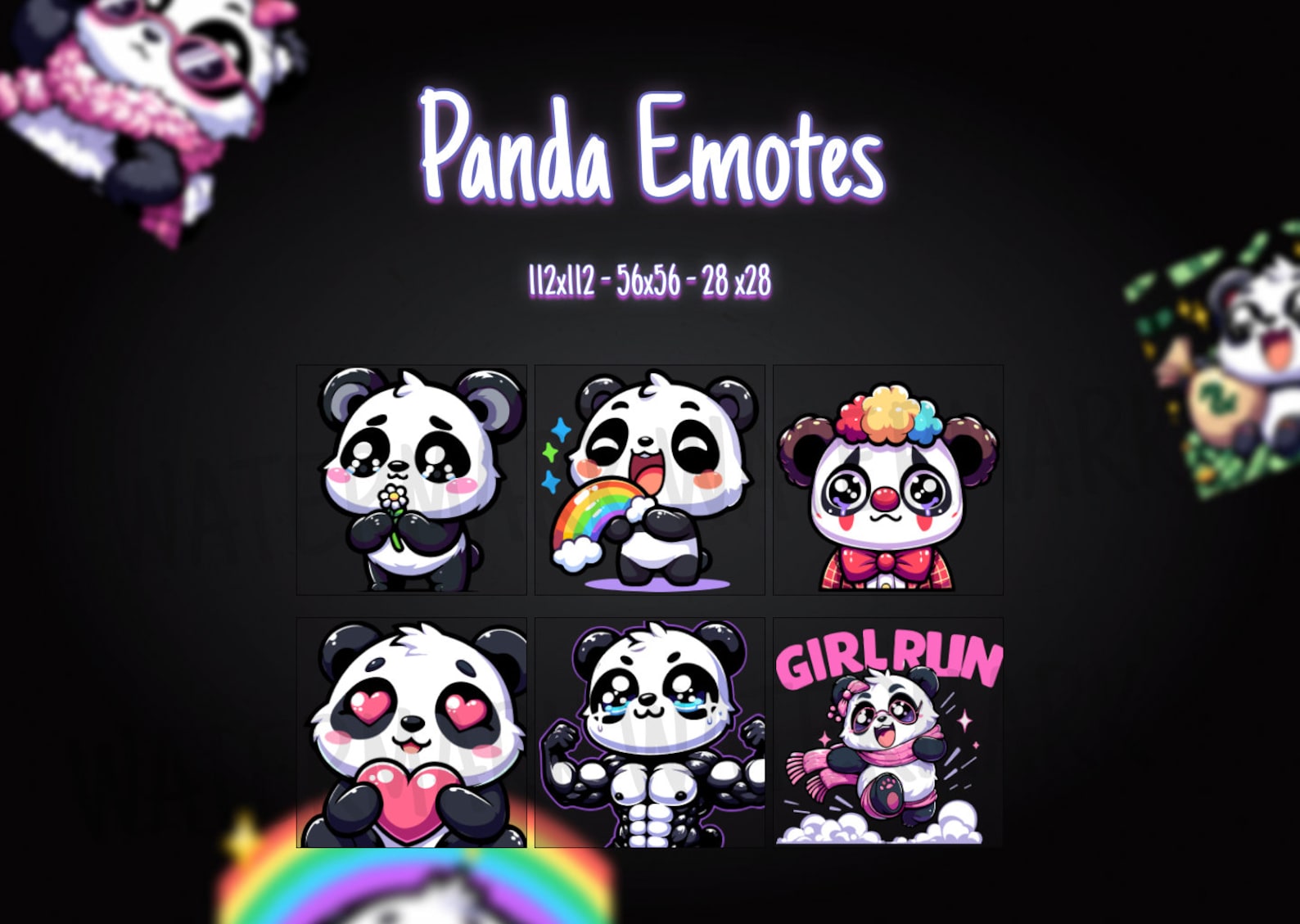 Mega Panda Pack X30 Emotes for Twitch and Discord, Panda Emotes, Cute ...