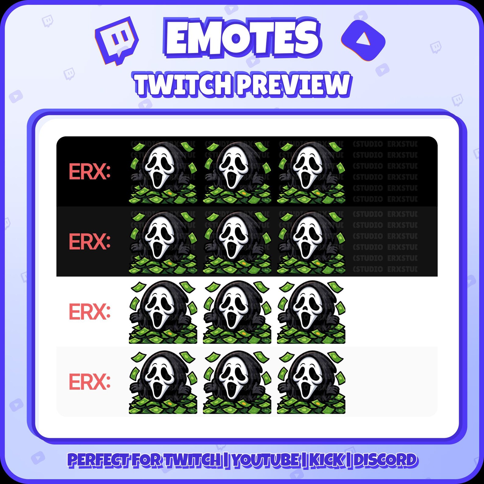 Ghostface Cash Rain Twitch Emote – Funny Money Shower Reaction for ...