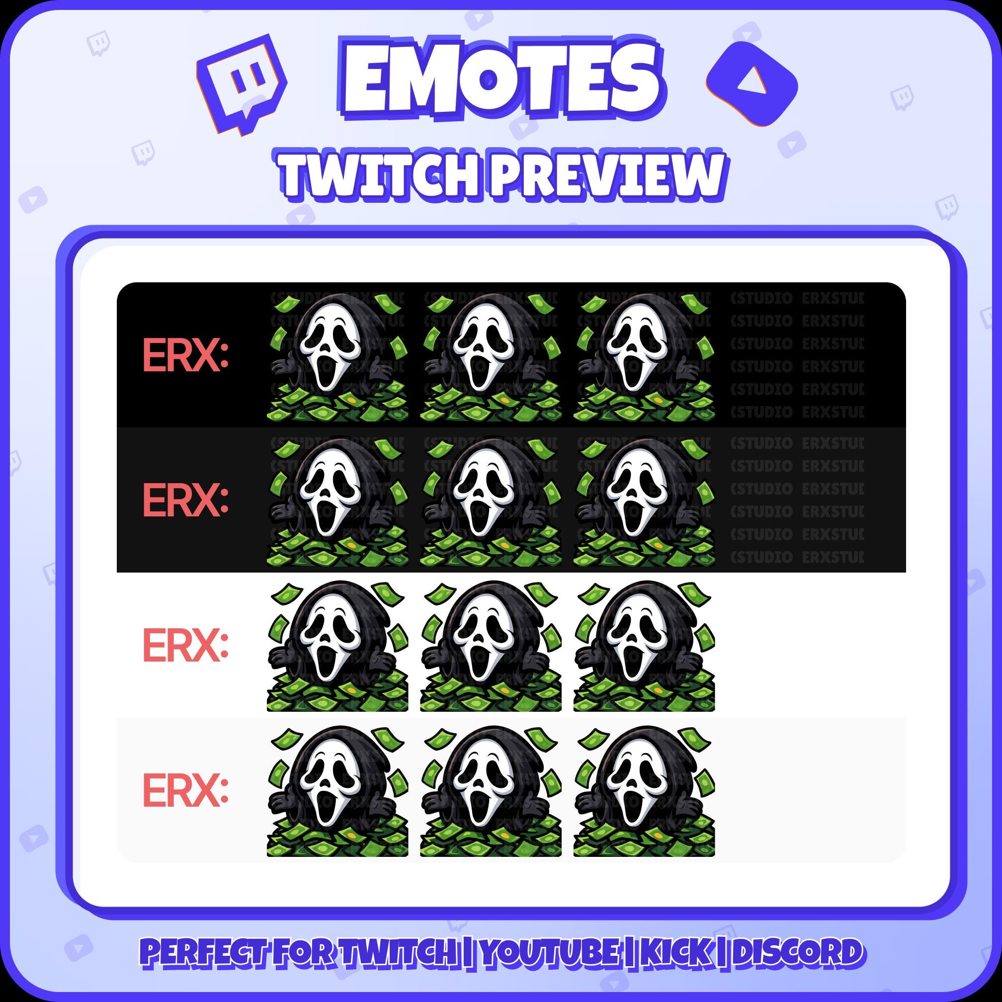 Ghostface Cash Rain Twitch Emote – Funny Money Shower Reaction for ...