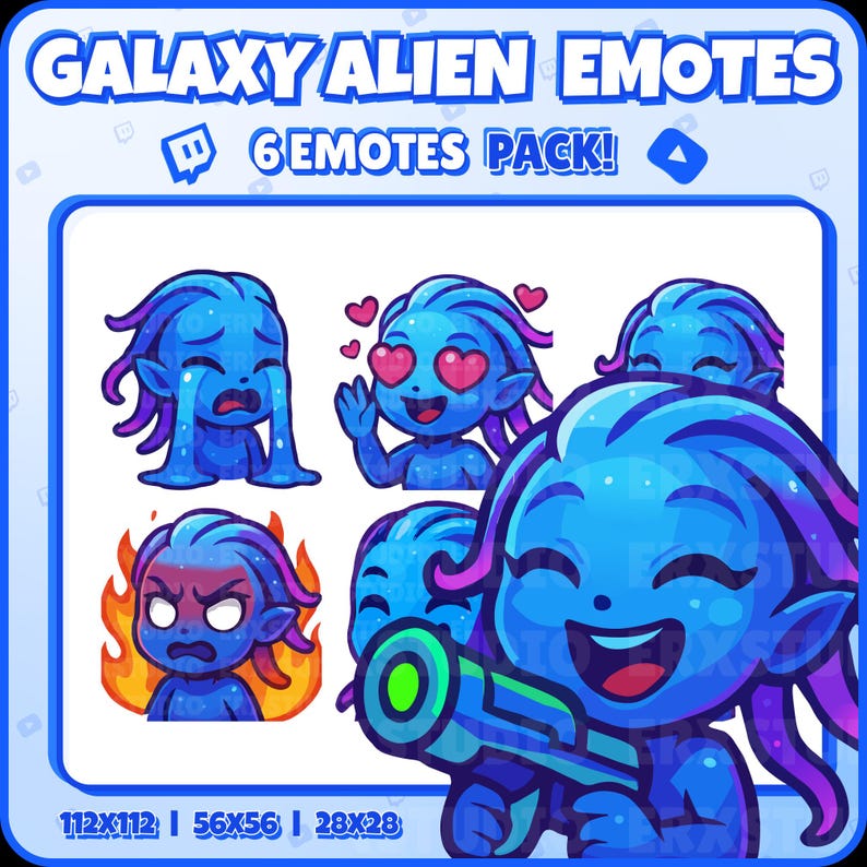 Galaxy Alien X6 Emotes for Twitch and Discord, Alien Emotes, Emotes ...
