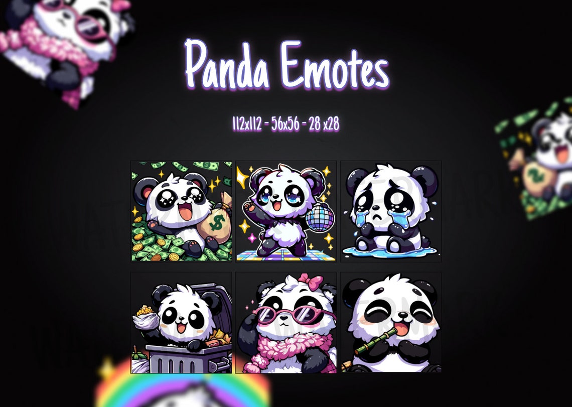 Mega Panda Pack X30 Emotes for Twitch and Discord, Panda Emotes, Cute ...