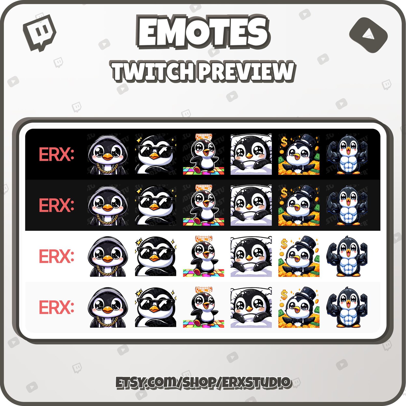 Penguin Twitch Emotes – 33 Cute & Funny Emotes Pack for Streamers ...
