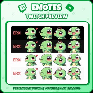 Cute Turtle 6 Emotes for Twitch and Discord, Turtle Emote, Cute Turtle ...