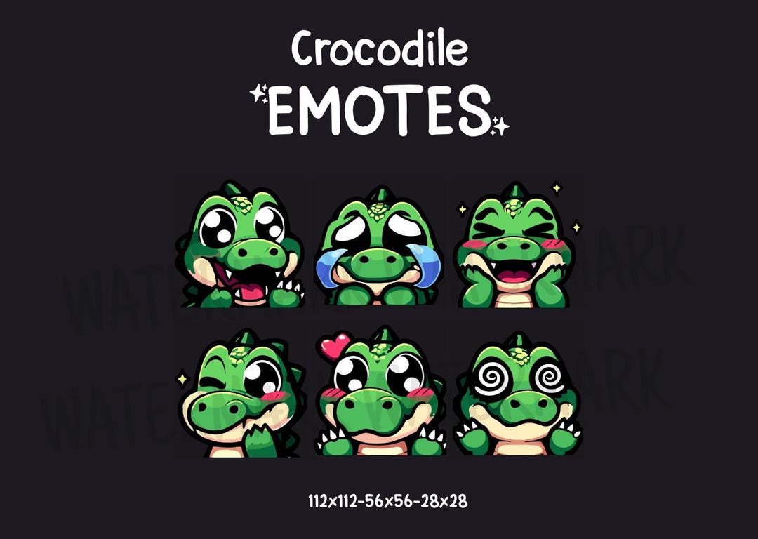 6x Crocodile Emotes /twitch Emotes / Discord Emotes / Cute Crocodile ...