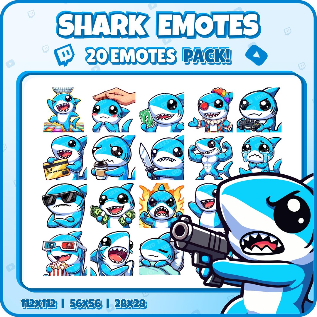 Shark Twitch Emotes – 20 Funny Shark Emote Pack for Streamers | Pngs ...