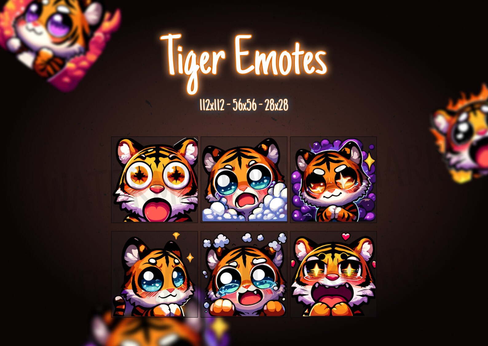 18x Tiger Twitch Emotes / Discord Emotes /tiger Emotes / Cute Tiger ...