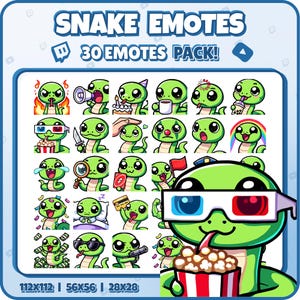 Snake Emotes – 30 Chibi Twitch Emotes for Streamers, Vtubers & Discord ...