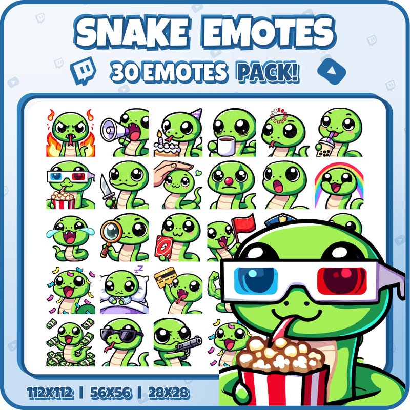 Chibi Snake Emote - Etsy