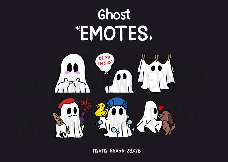 Ghost Pack X30 Emotes for Twitch and Discord, Ghost Emotes, Halloween ...