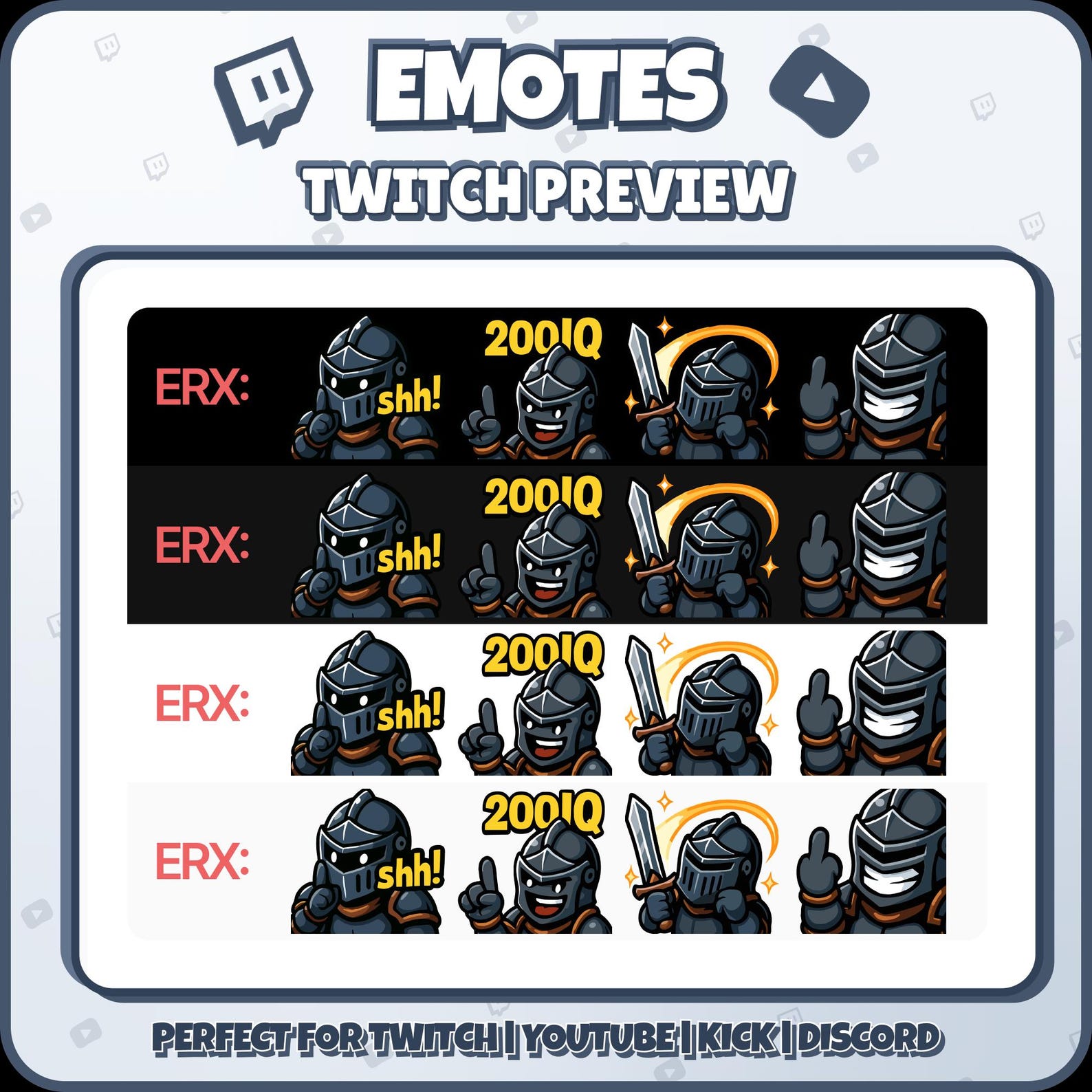 Knight Twitch Emotes – 24 Medieval Warrior Emotes for Streamers ...