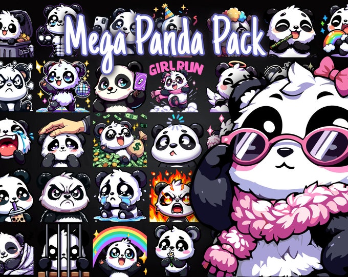 Mega Panda Pack X30 Emotes for Twitch and Discord, Panda Emotes, Cute ...