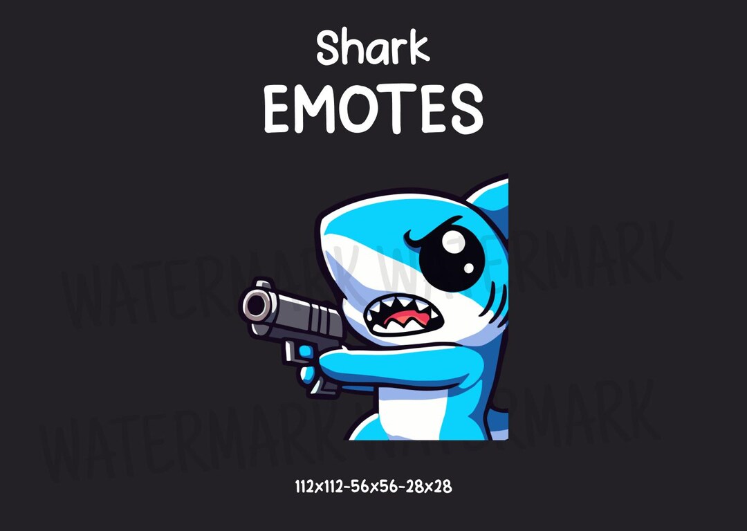 Shark Fake Gun Emote for Twitch and Discord, Emote, Cool Shark Emote ...