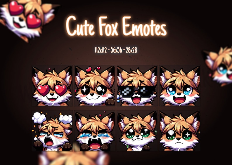 8x Twitch Emotes / Discord Emotes / Fox Emotes / Cute Fox Emotes ...