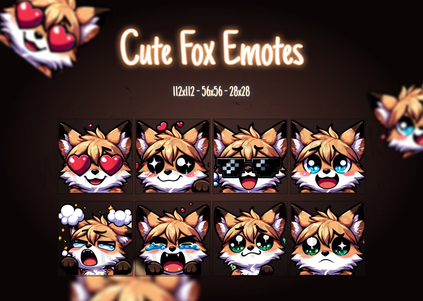 8x Twitch Emotes / Discord Emotes / Fox Emotes / Cute Fox Emotes ...