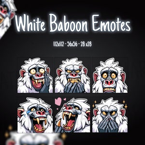 6xwhite Baboon Twitch Emotes / Discord Emotes /baboon Emotes / White ...