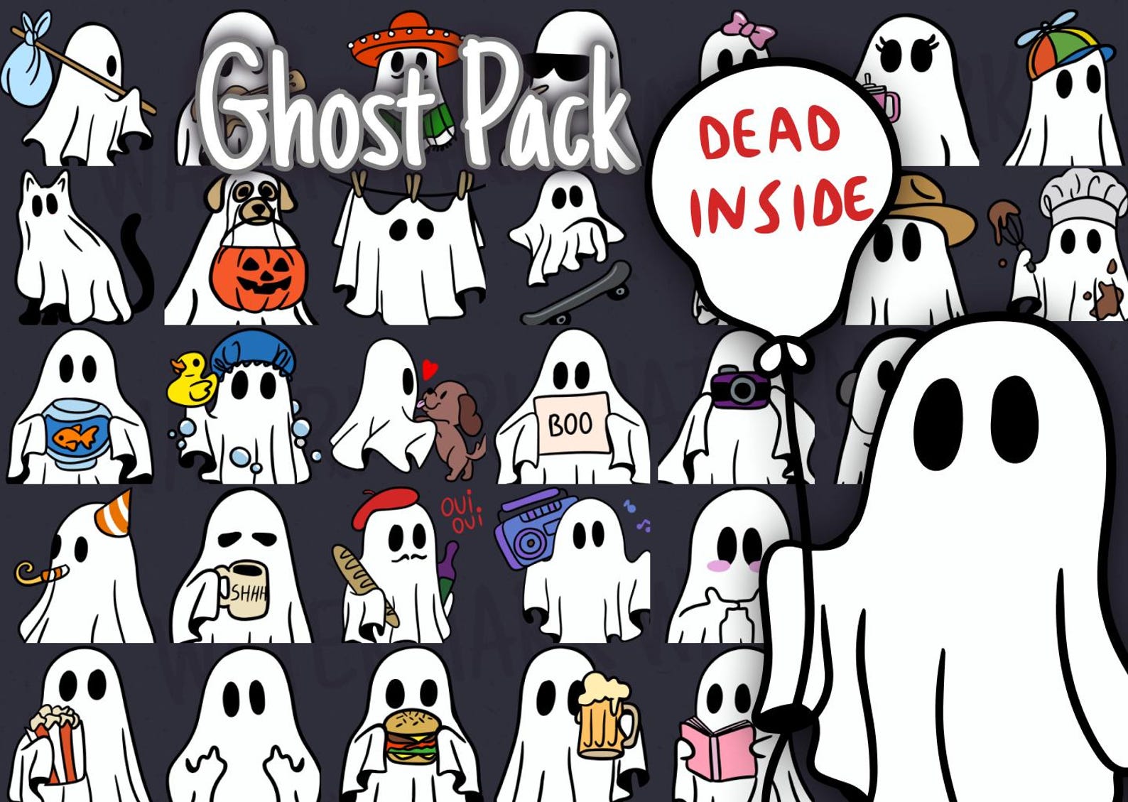 Ghost Pack X30 Emotes for Twitch and Discord, Ghost Emotes, Halloween ...
