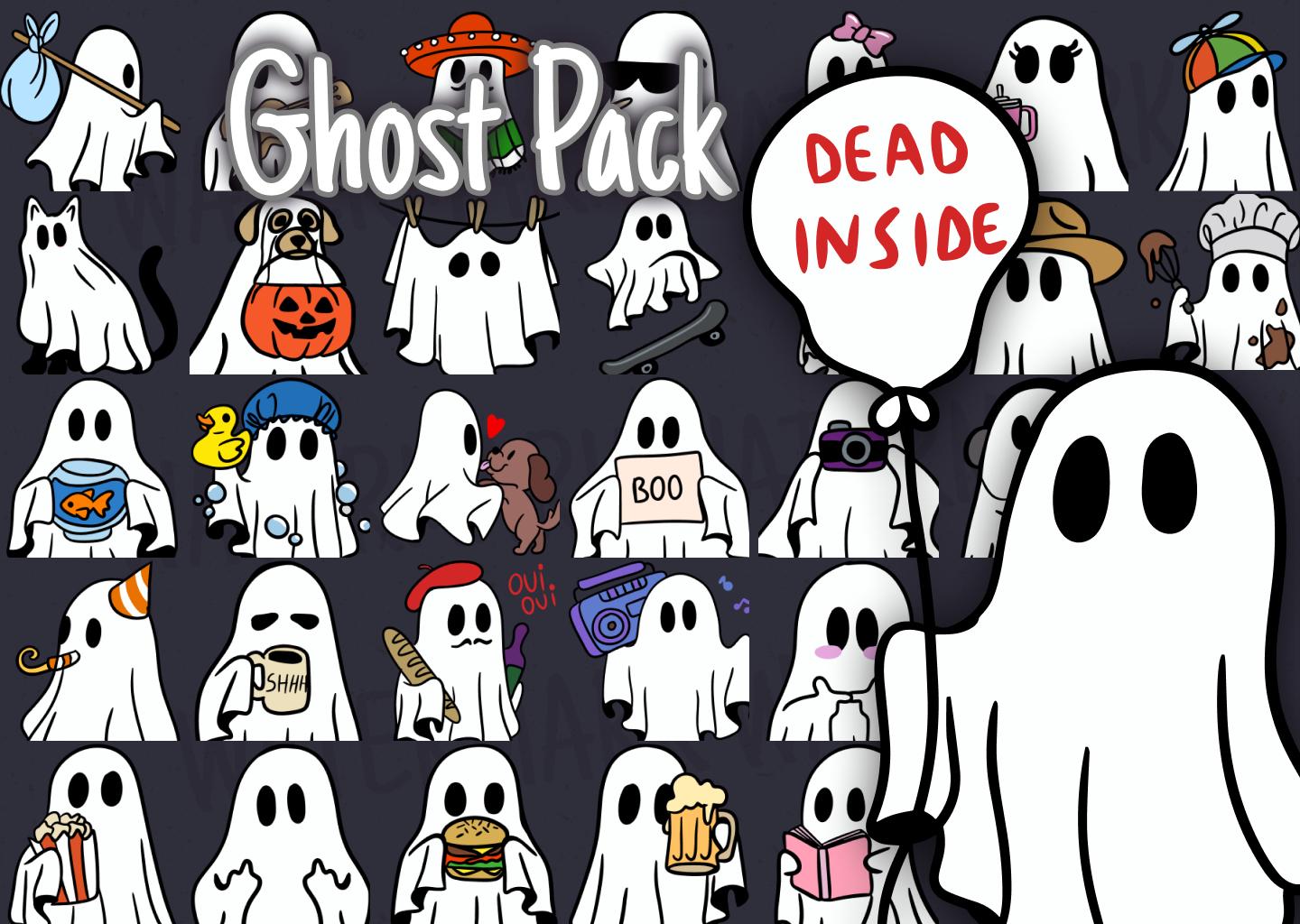 Ghost Pack X30 Emotes for Twitch and Discord, Ghost Emotes, Halloween ...