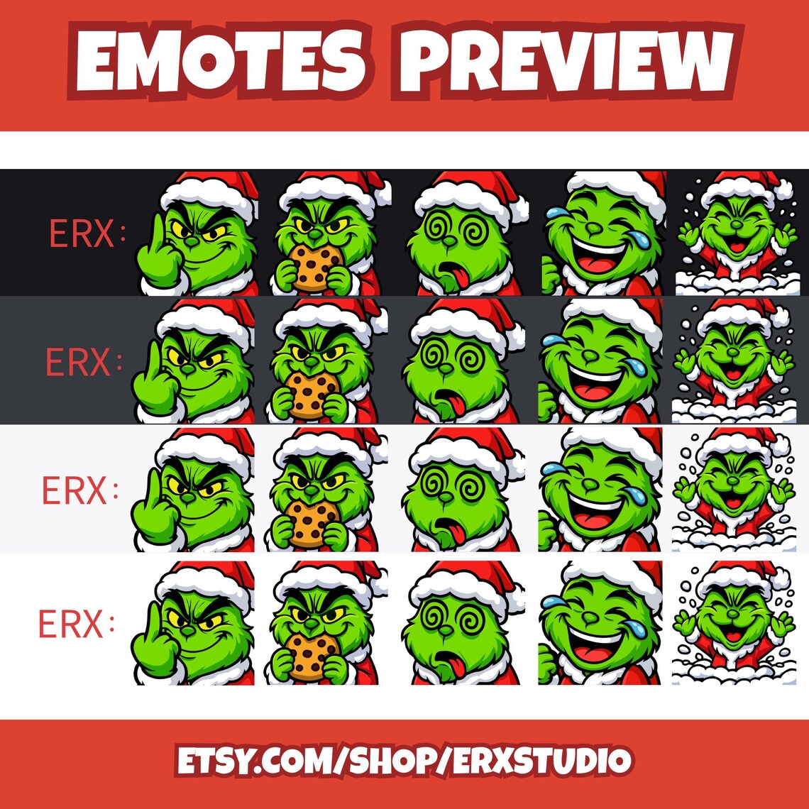 Grinch Twitch Emotes – 24 Funny & Mischievous Christmas Pack | Pngs for ...