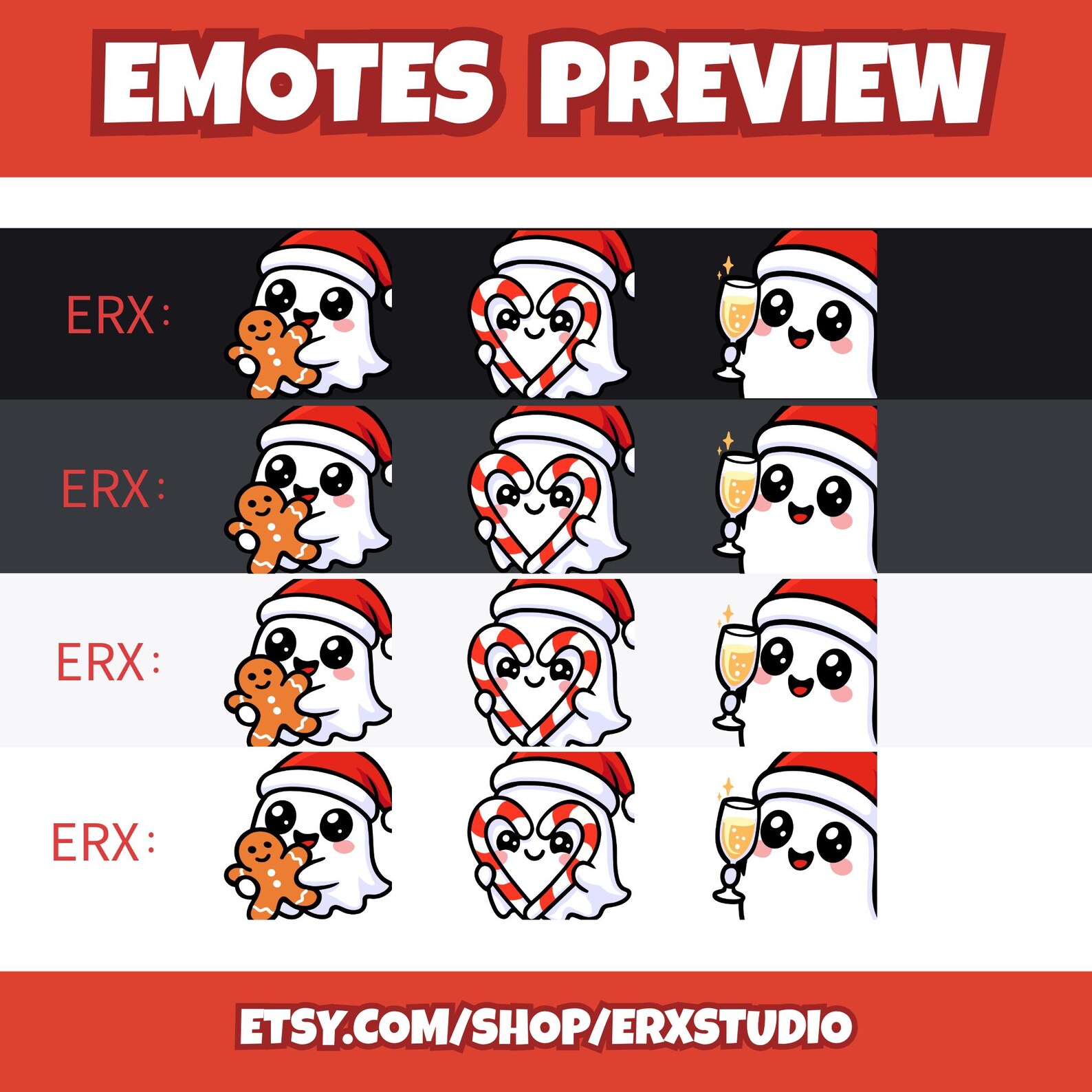 Christmas Ghost Twitch Emotes – 6 Cute and Spooky Holiday Reactions ...