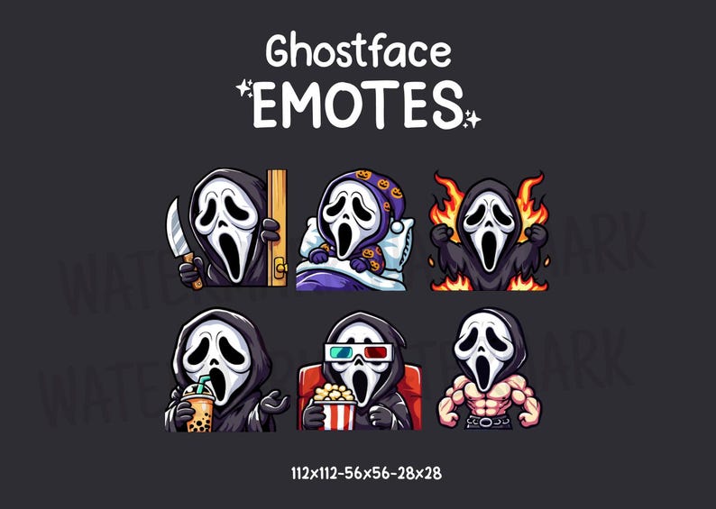 Ghostface Pack X24 Emotes for Twitch and Discord, Ghostface Emotes ...