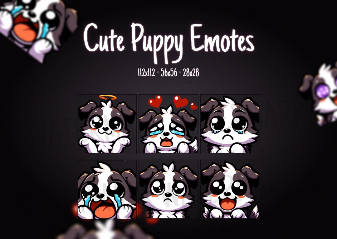 Cute Puppy Twitch Emotes – Kawaii Dog Emote Pack for Streamers | Pngs ...