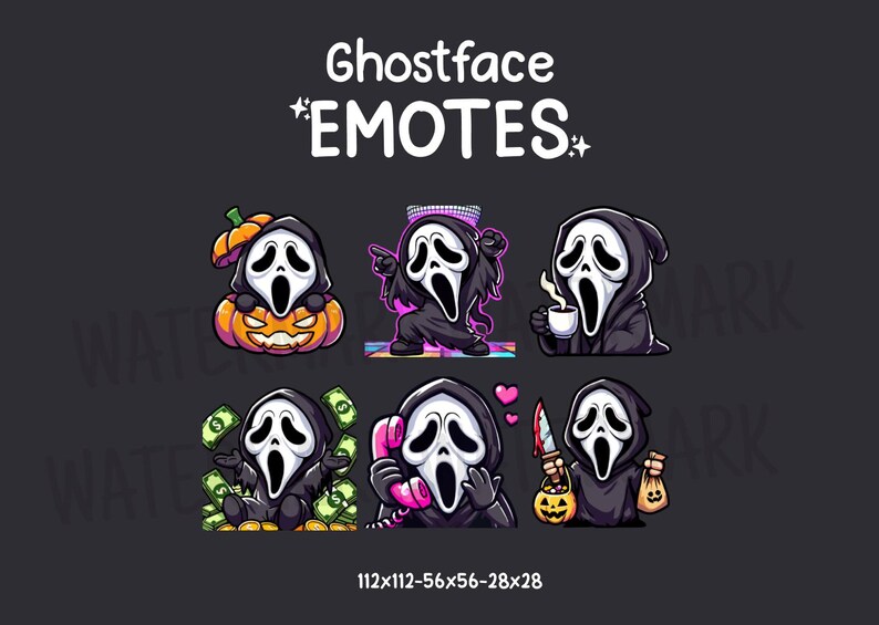 Ghostface Pack X24 Emotes for Twitch and Discord, Ghostface Emotes ...